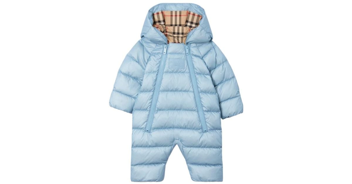 Burberry Quilted Hooded Puffer Suit in Blue | Lyst