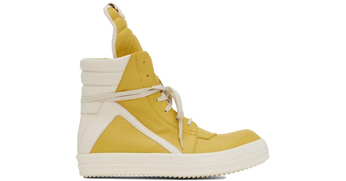 Rick Owens Side Zipper High-Top Sneakers in Yellow for Men | Lyst