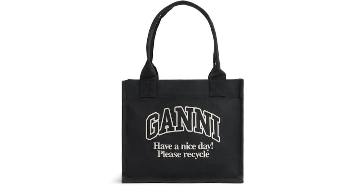 Ganni Grand Sac Cabas En Denim Easy in Black | Lyst