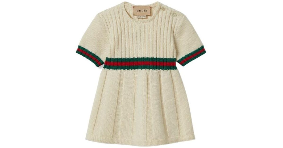 Gucci Ribbon Knitted Dress in White | Lyst