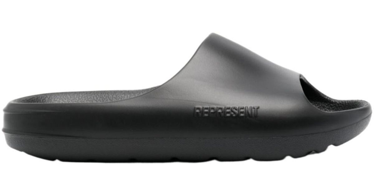 Represent Side Engraved-Logo Slides in Black for Men | Lyst