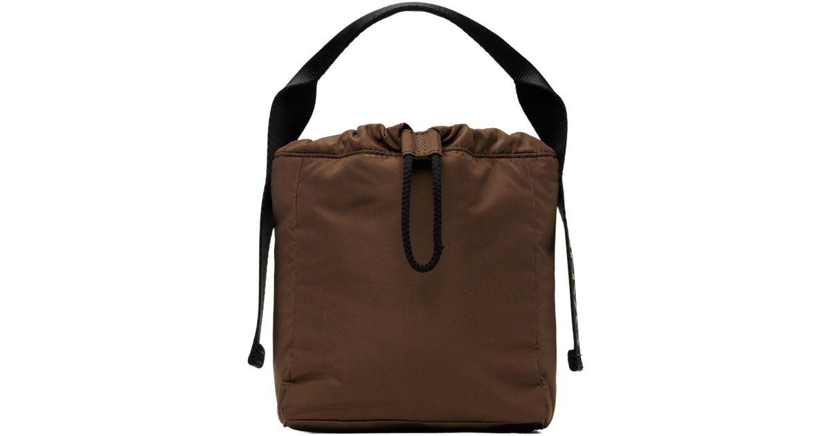 Ganni Tech Drawstring Bucket Bag in Brown | Lyst