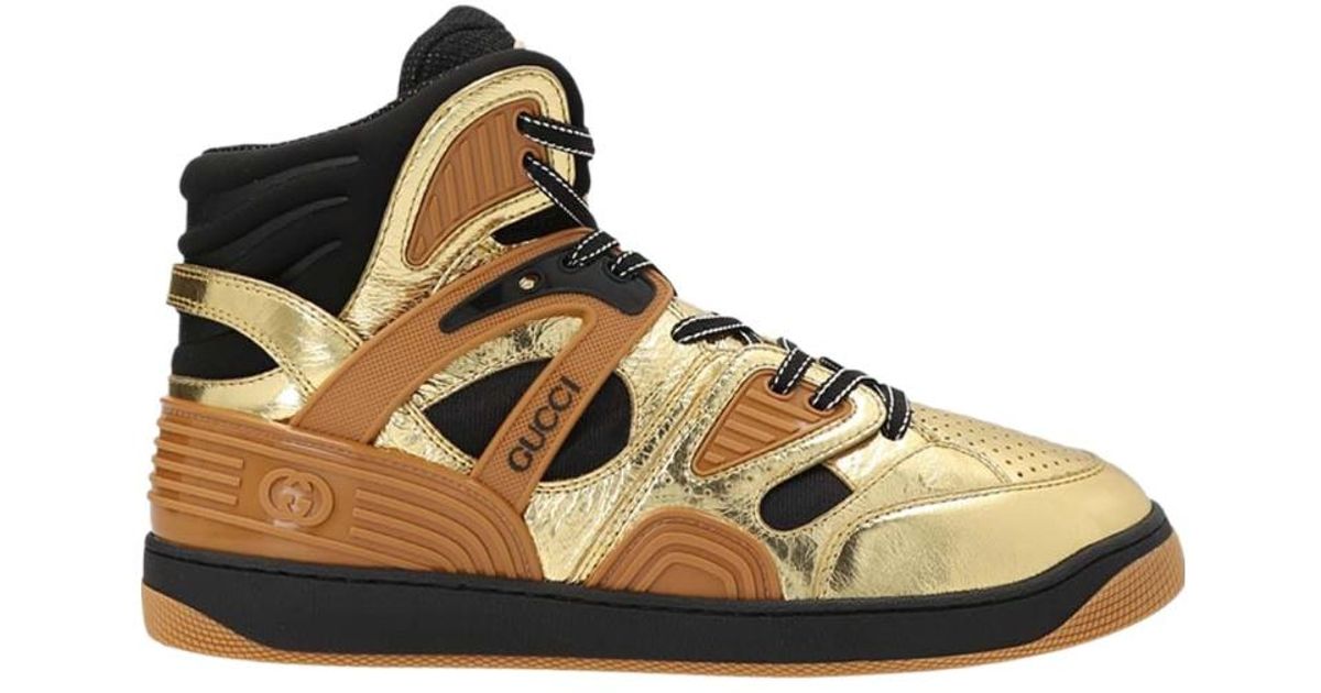 Gucci High Top Sneakers in Brown for Men | Lyst