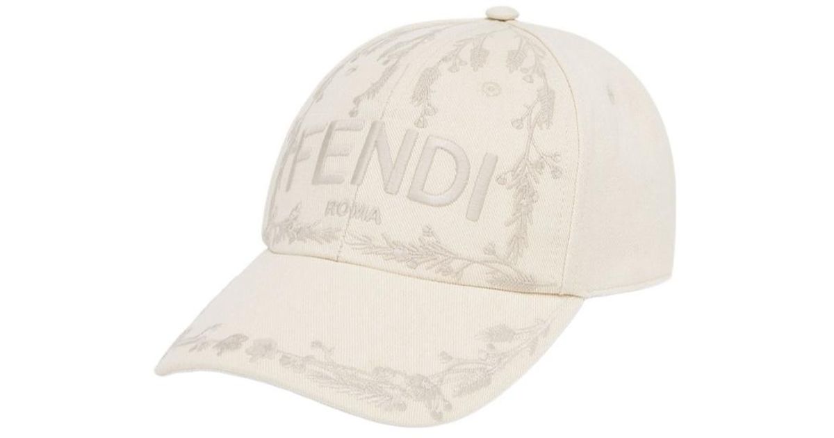 Fendi Roma Logo Embroidered Baseball Cap in White for Men | Lyst