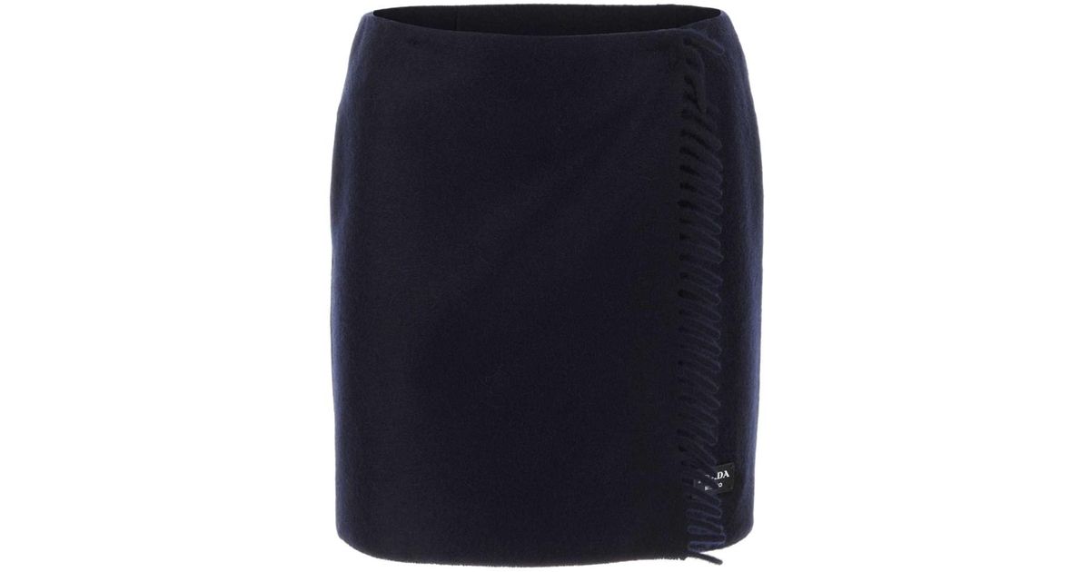 Prada Wrapped Mini Skirt in Blue | Lyst