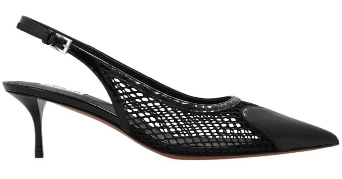 Alaïa Heart 55Mm Slingback Leather Pumps in Black | Lyst