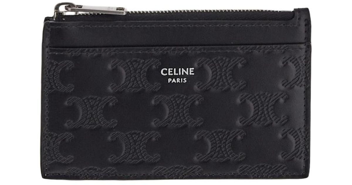 Celine Zipped Card Holder in Black for Men | Lyst