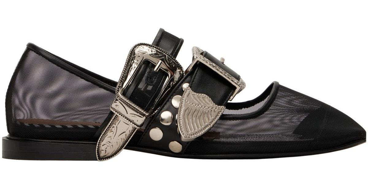 Toga Metal Mesh Ballerina Flats in Black | Lyst