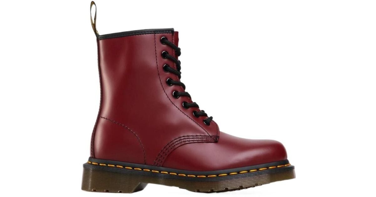 Dr. Martens Logo Lace Up Short Boots in Red for Men | Lyst