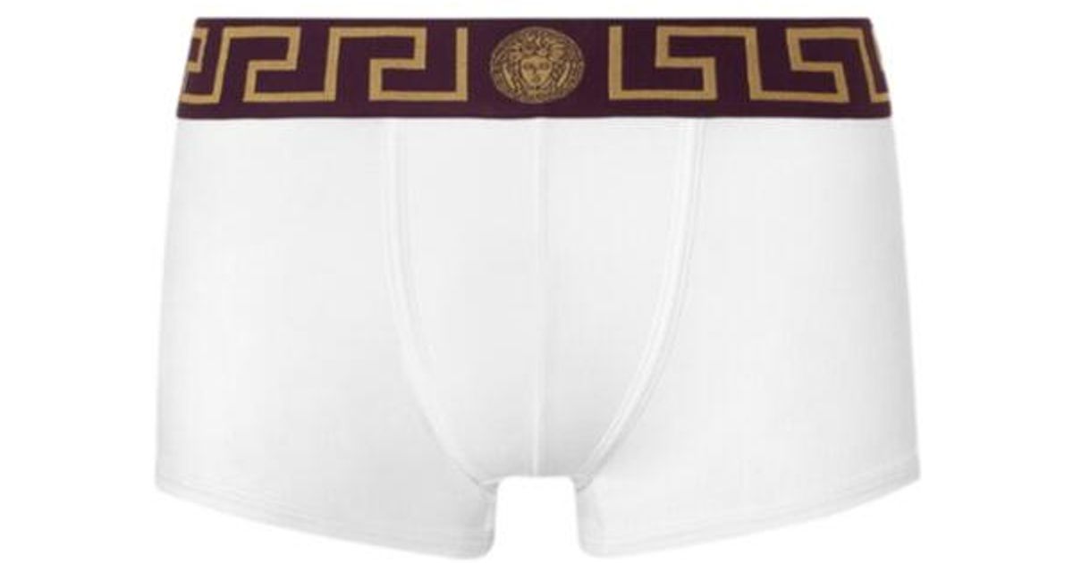 Versace Greca Border Trunks in White for Men | Lyst