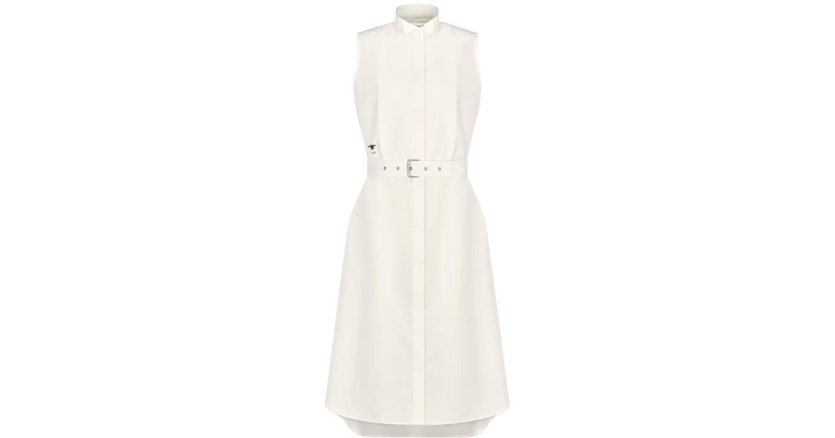 Dior Mid-Length Shirt Dress in White | Lyst