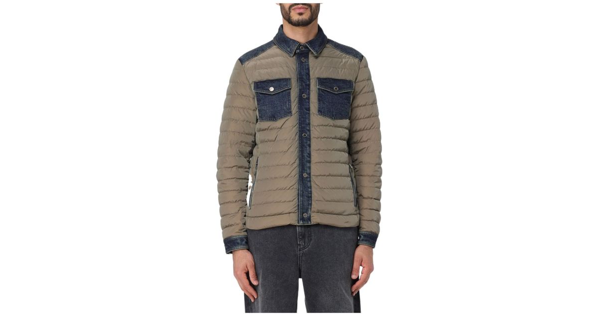 Moorer Crespi Denim-Trim Down Jacket in Gray for Men | Lyst