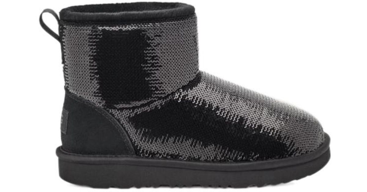 UGG Classic Mini Mirror Ball Sequin Boots in Black | Lyst