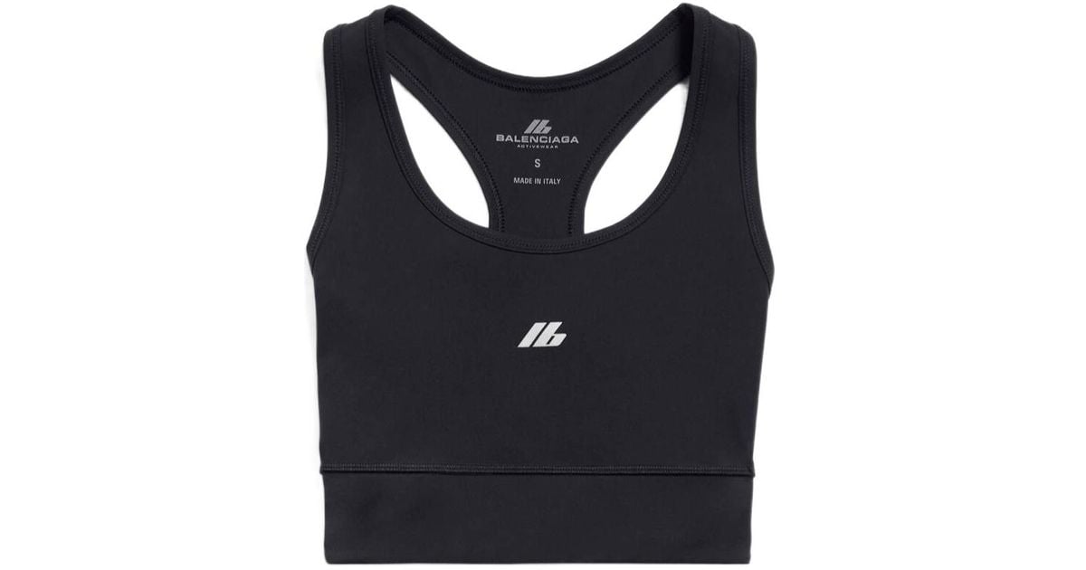 Balenciaga Reflective-Logo Bra Top in Black | Lyst