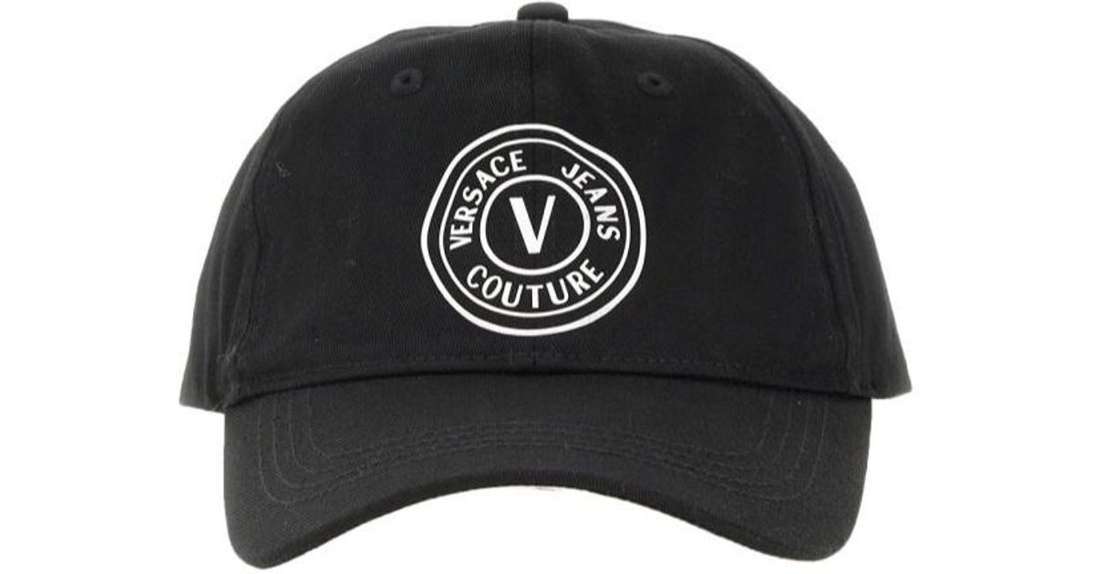 Versace Jeans Couture Rubberised-Logo Baseball Cap in Black for Men | Lyst