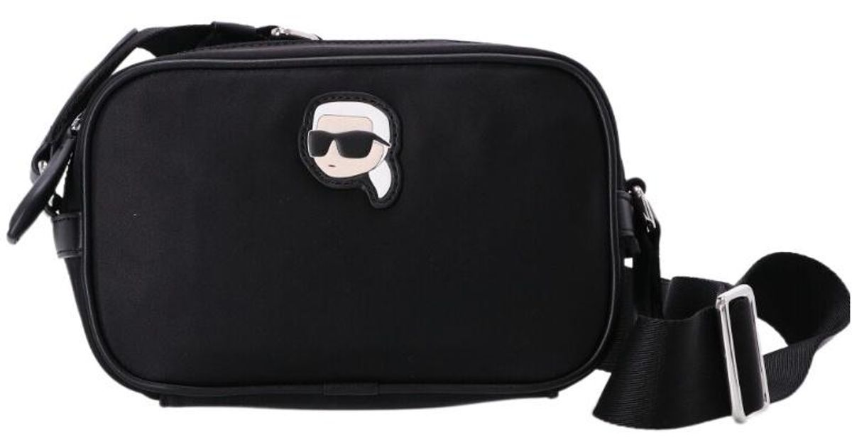 Karl Lagerfeld Patch-Detail Crossbody Bag in Black | Lyst