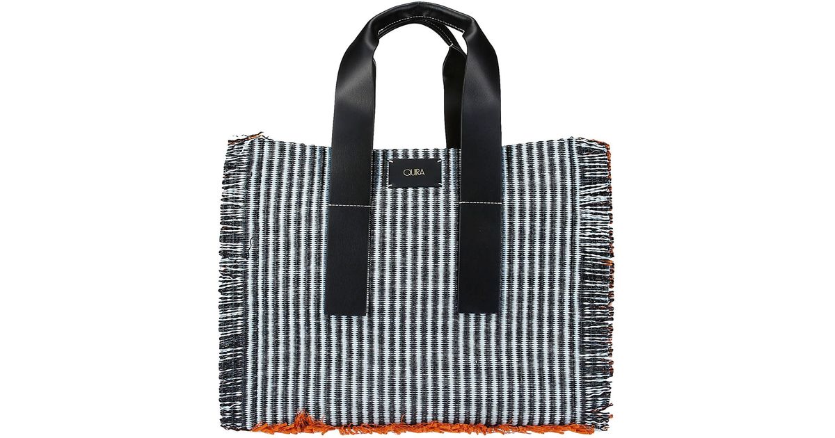Quira Logo-Patch Raffia Tote Bag in Black | Lyst