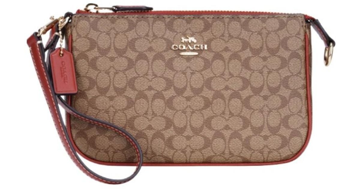 COACH Logo Hand-Held Bag in Brown | Lyst