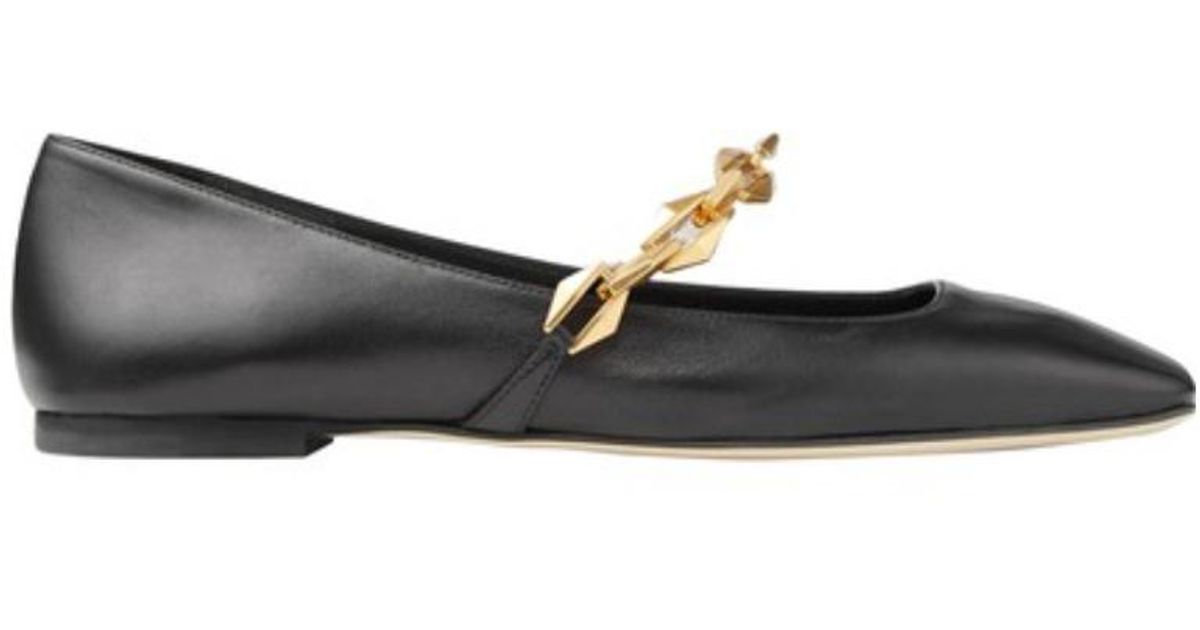 Jimmy Choo Diamond Tilda Flat Ballet Shoes in Black | Lyst
