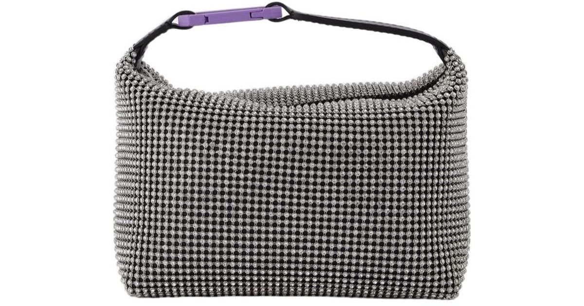 Eera Moonbag Clutch With Crystal Accents in Black | Lyst