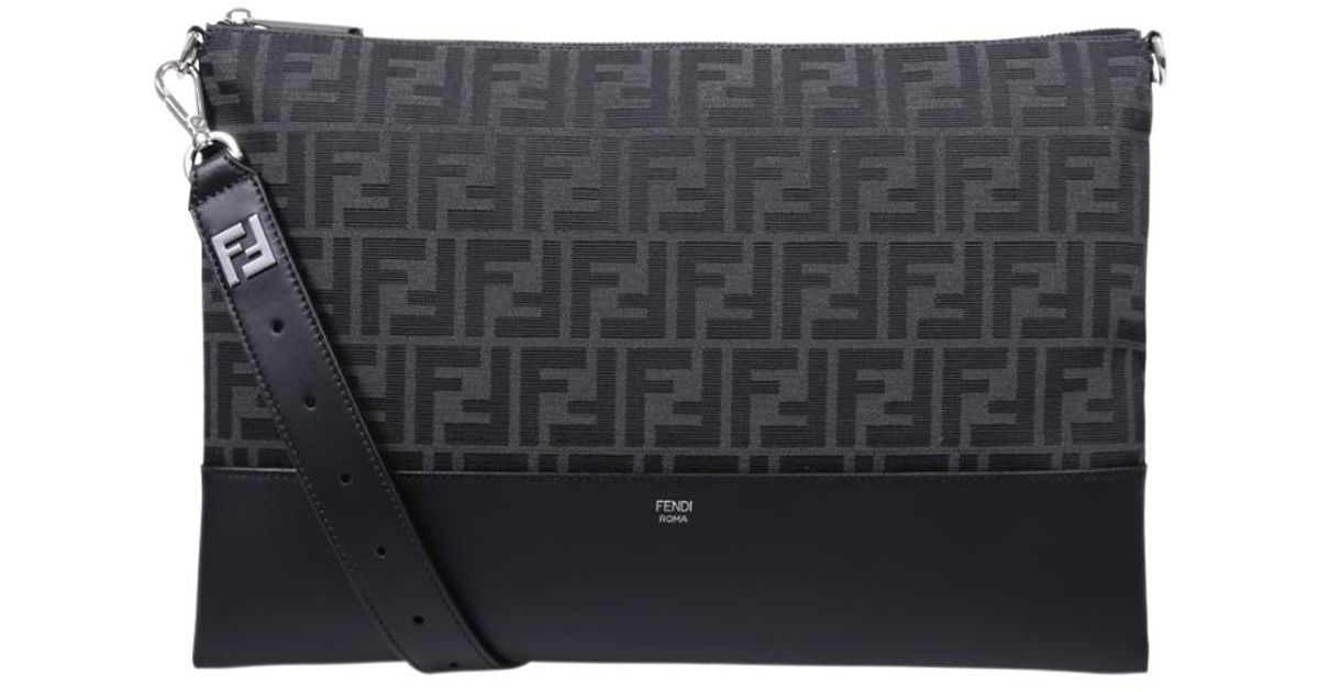 Fendi Ff Pattern Shoulder Bag in Black for Men | Lyst