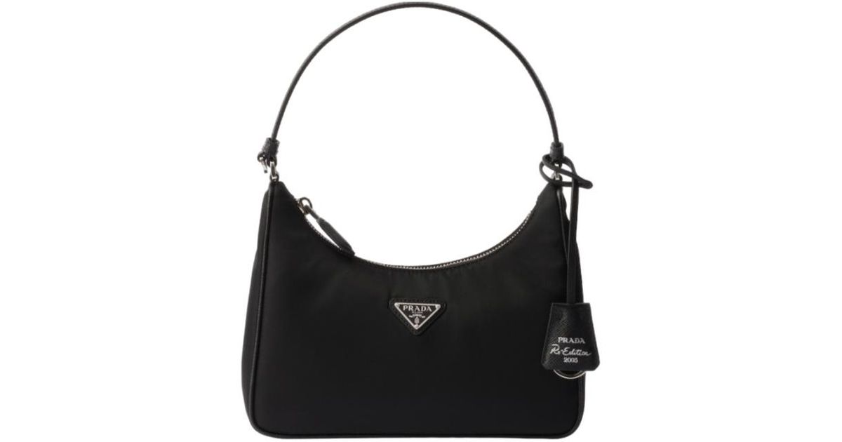 Prada Mini Re-Edition Re-Nylon Logo Tote Bag in Black | Lyst