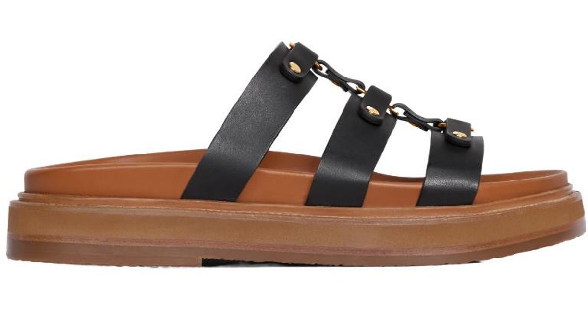 Celine Tippi Flip Flops in Brown | Lyst