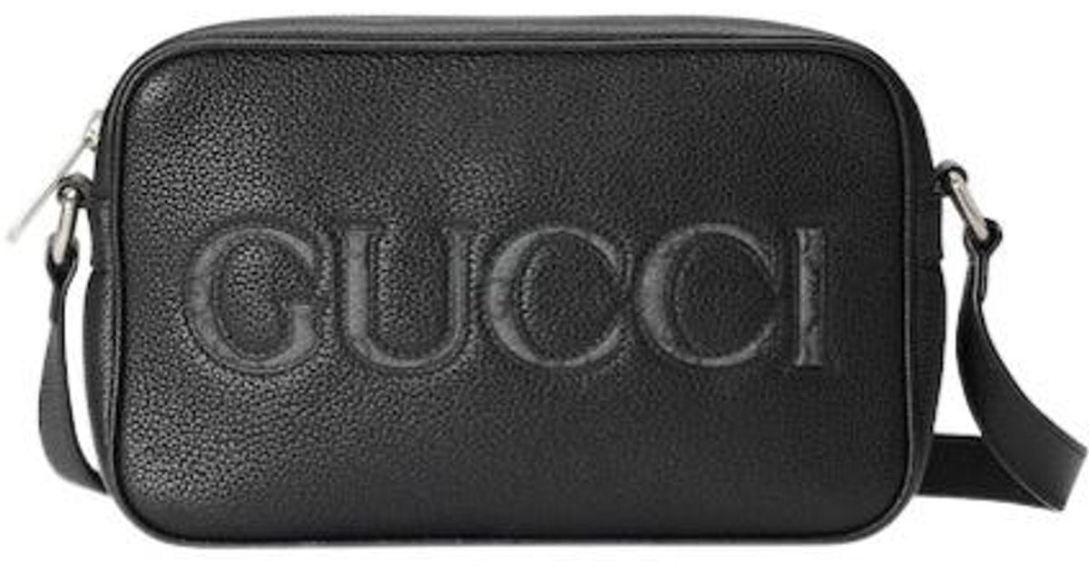 Gucci Mini Logo-Appliqué Leather Shoulder Bag in Black for Men | Lyst