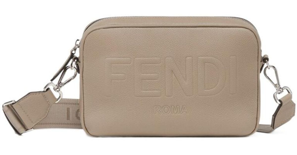 Fendi Logo-Embossed Leather Camera Case in Gray for Men | Lyst