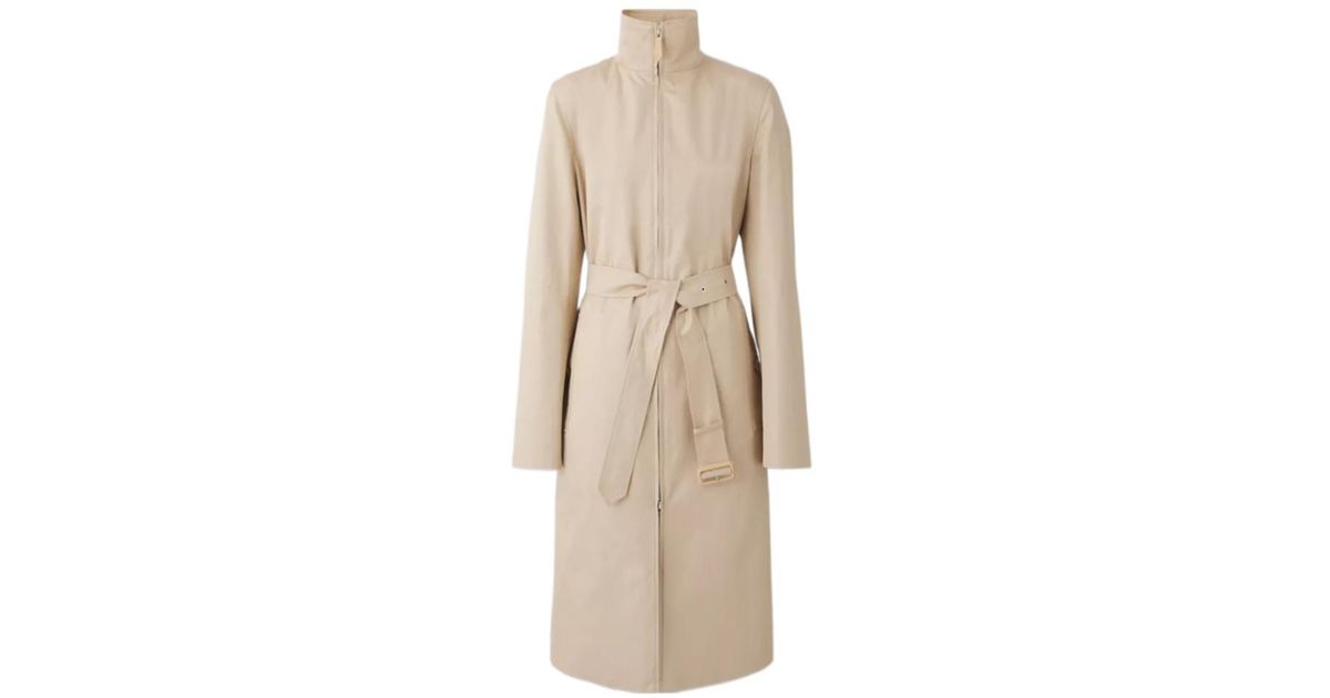 Burberry Funnel Neck Trench Coat in Natural | Lyst