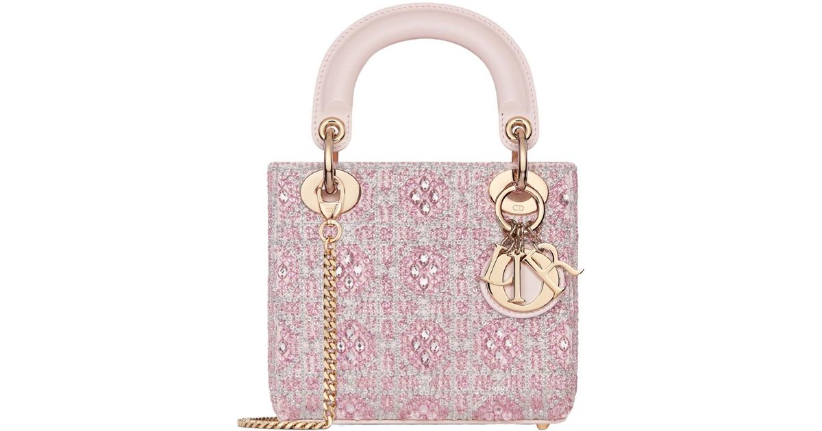 Dior Mini Lady Bag in Pink | Lyst