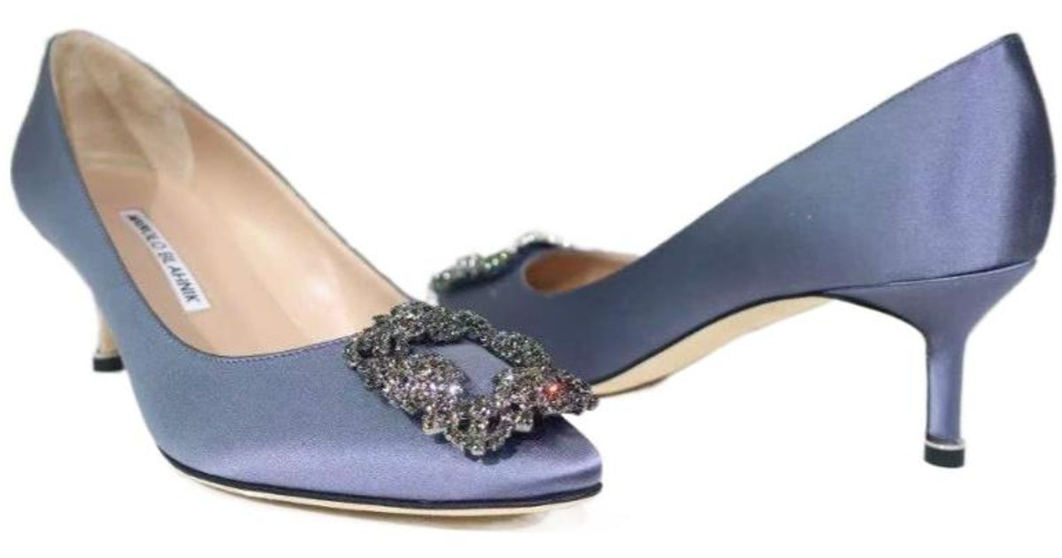 Manolo Blahnik Logo High Heels in Blue | Lyst