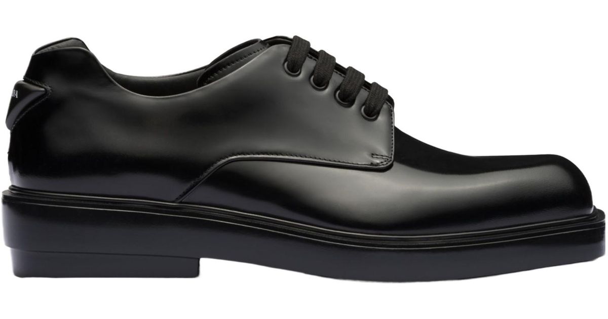 Prada Fender Leather Derby Shoes in Black for Men | Lyst