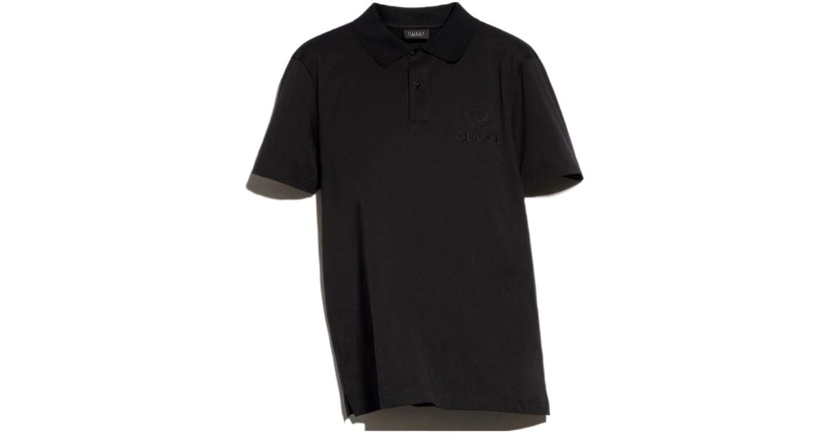 Gucci Cotton Jersey Polo Shirt With Embroidery in Black for Men | Lyst UK