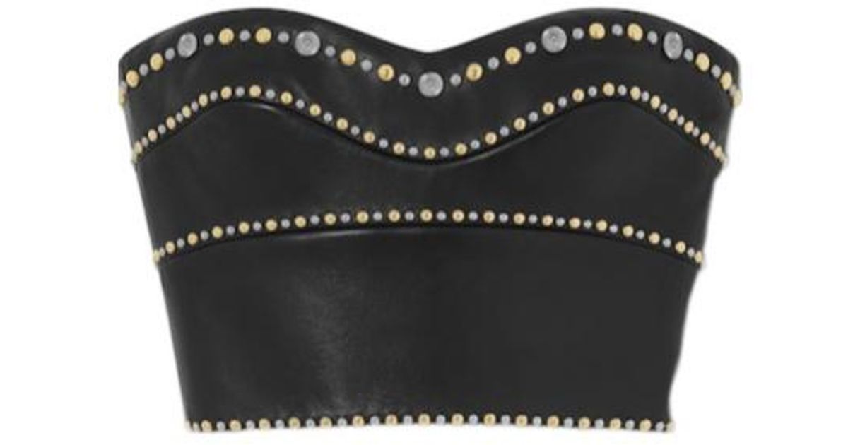 Versace Off Shoulder Leather Top in Black | Lyst
