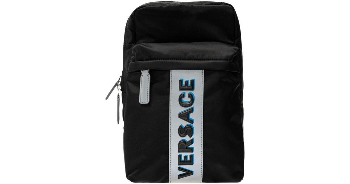 Versace Logo Backpack in Black for Men | Lyst