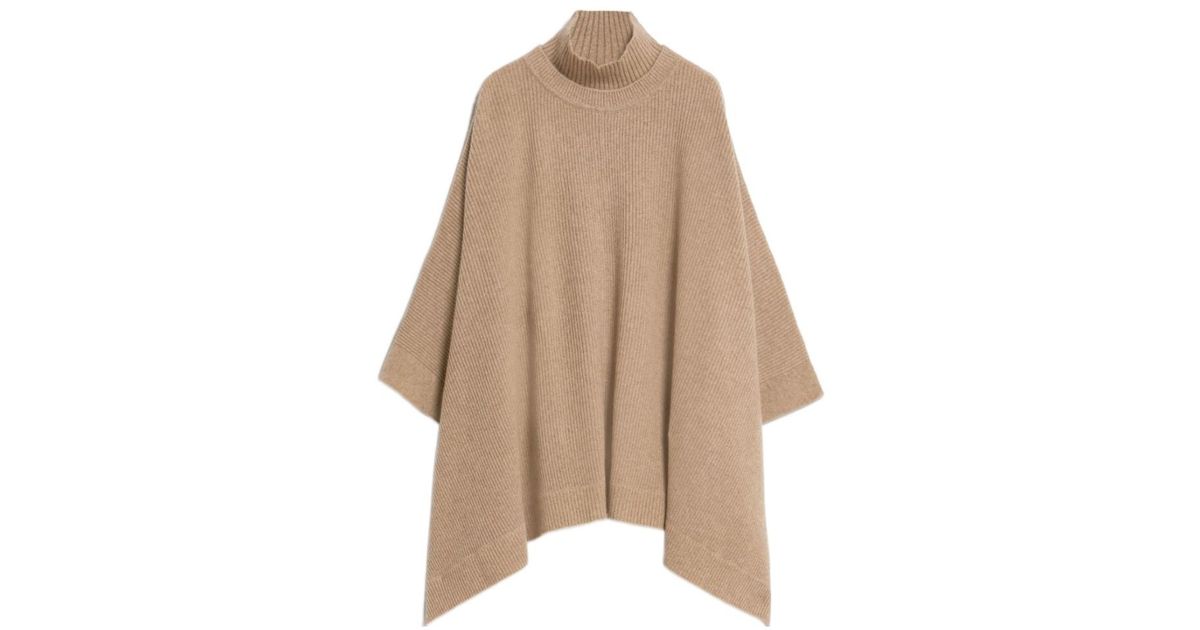 Max Mara Cashmere Cloak With Large Outline in Natural | Lyst