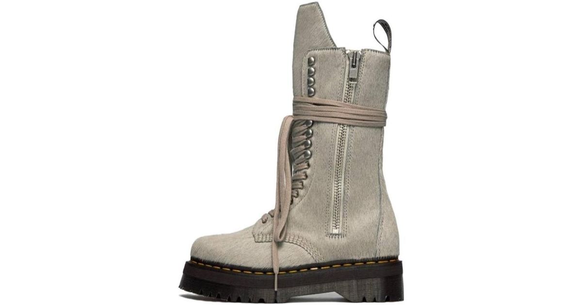 Rick Owens X Rick Owens Textured Chunky Lace-Up Boots in Gray | Lyst