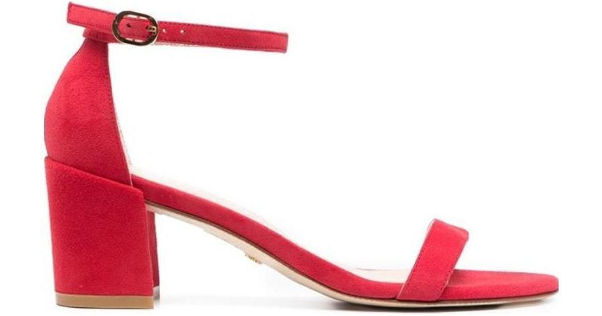Stuart Weitzman One Word With Thick High-Heeled Sandals in Red | Lyst