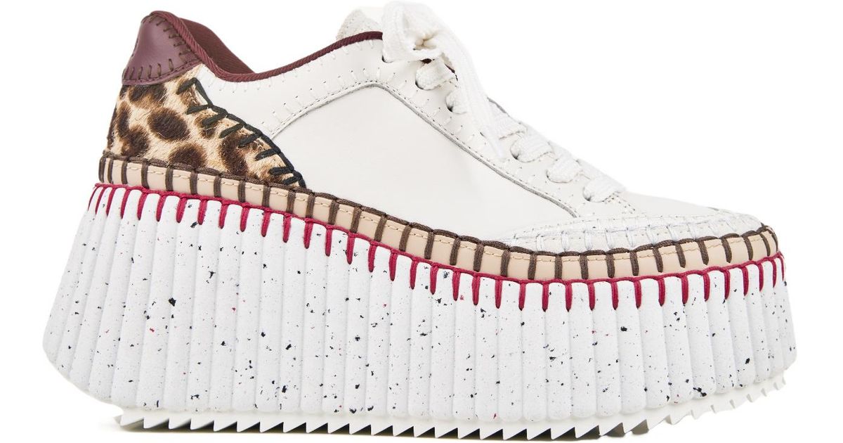 Chloé Round-Head Platform Shoes in White | Lyst