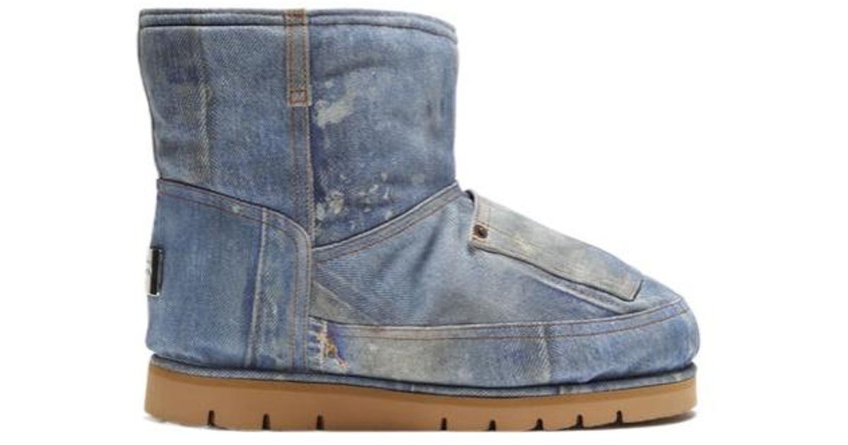 Acne Studios Logo Patch Ankle Boots in Blue for Men | Lyst