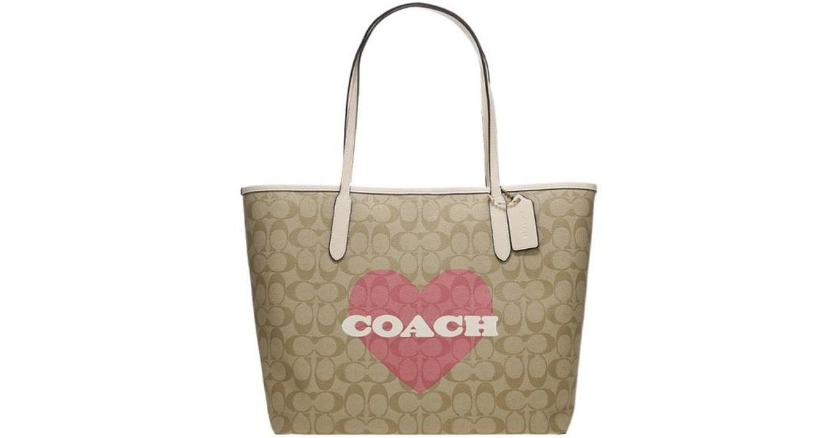 COACH Logo Tote Shoulder Bag in White | Lyst