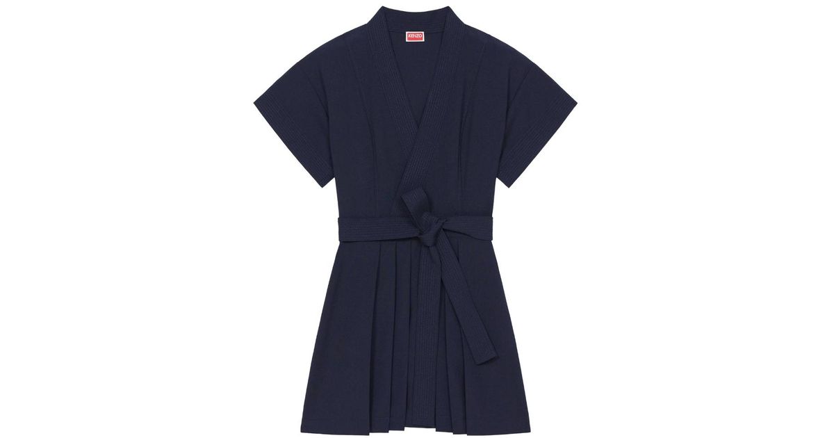 KENZO Kimono Flared Cut Mini Dress in Blue | Lyst