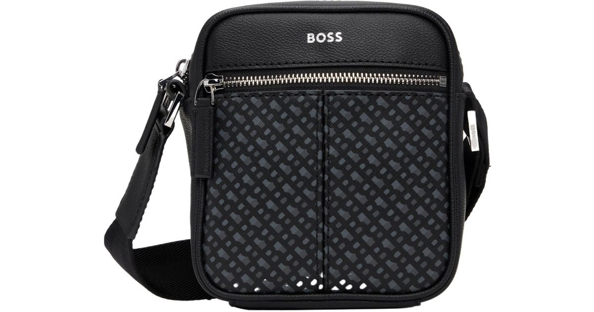 BOSS Double B-Monogram Shoulder Bag in Black for Men | Lyst