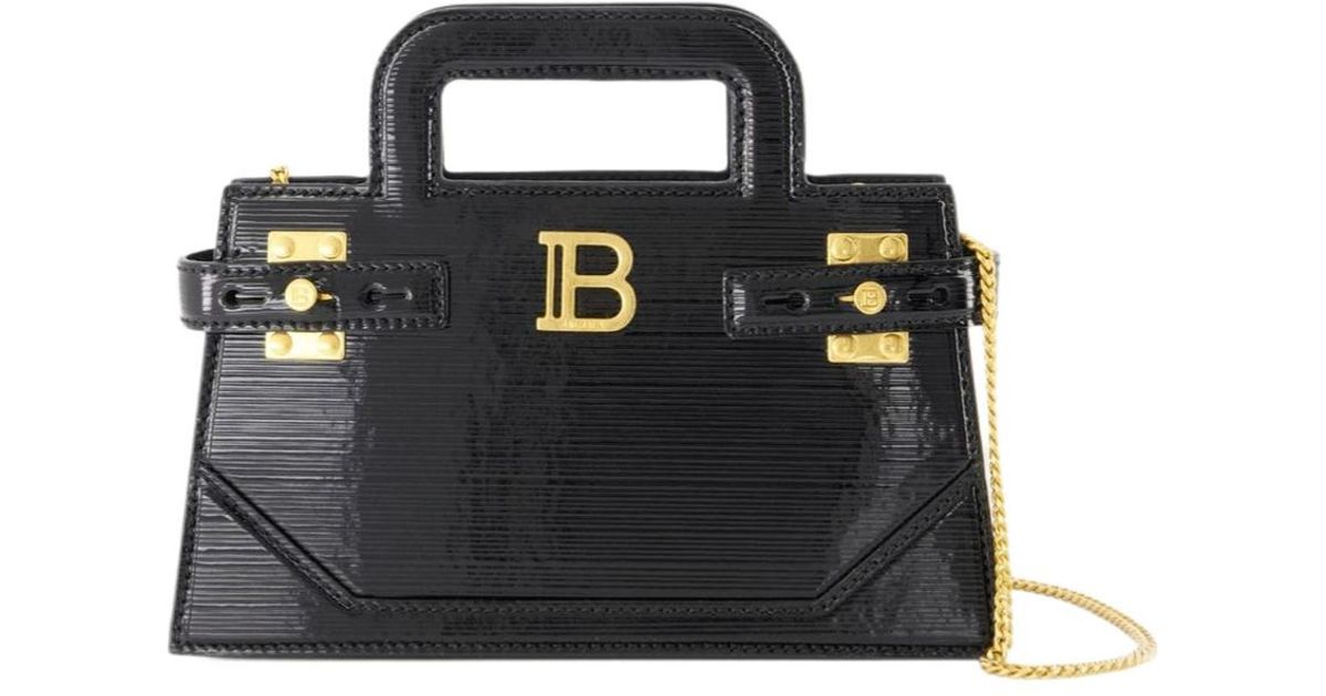 Balmain Small Double Handle Shoulder Bag in Black | Lyst