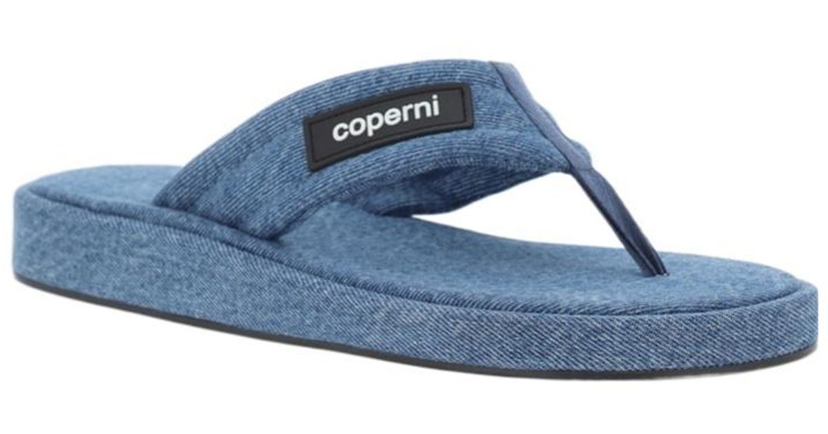 Coperni Logo Herringbone Flip-Flop in Blue | Lyst