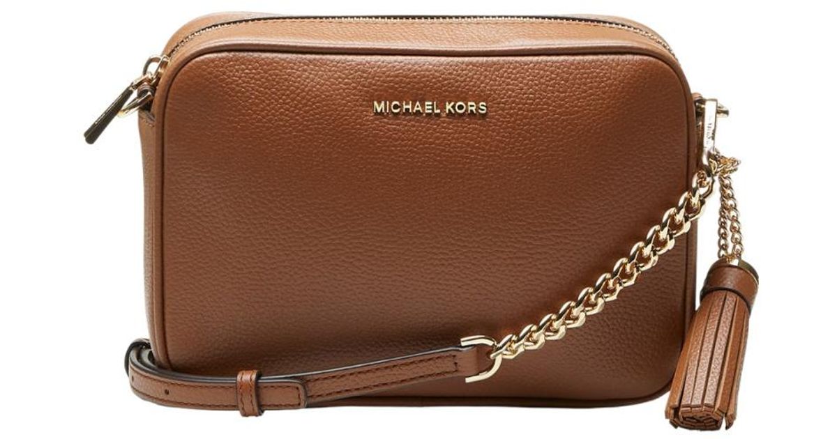 Michael Kors Medium Jet Set Leather Crossbody Bag in Brown | Lyst