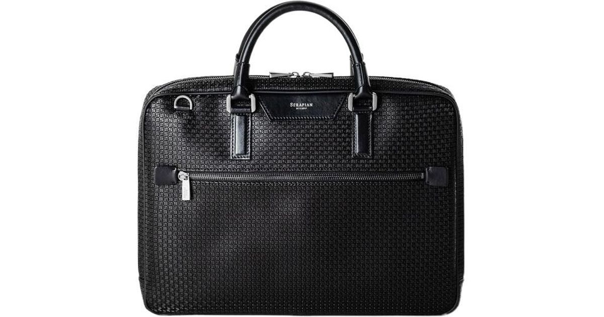 Serapian Grained Leather Laptop Case in Black for Men | Lyst
