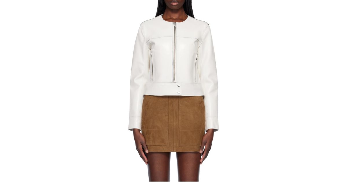Stand Studio Cassie Leather Jacket in White | Lyst