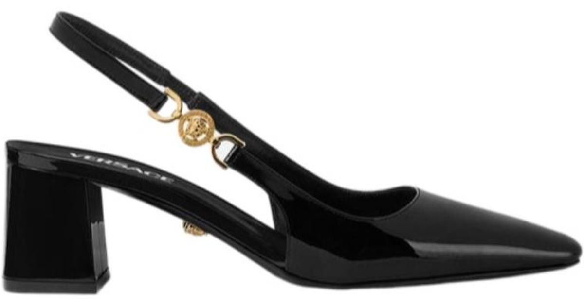 Versace Medusa '95 Square Toe Slingback Pumps in Black | Lyst